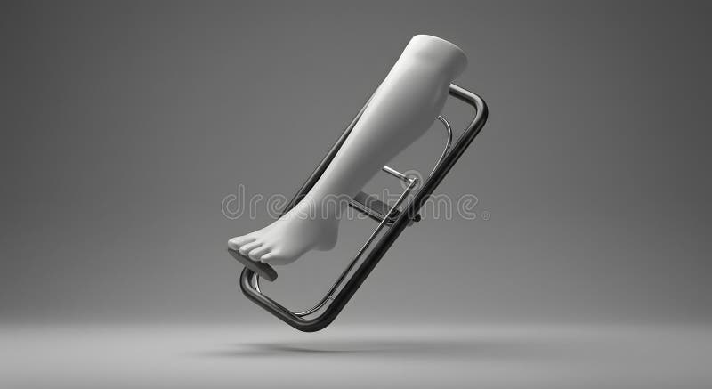 Abstract Leg in Metal Frame: a Study in Design and Form, Minimalist 3D ...
