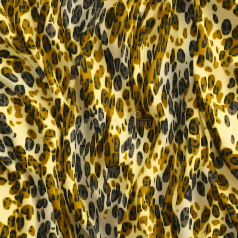 Abstract Leopard Print Fabric Texture: Yellow and Gray Spots on Draped ...