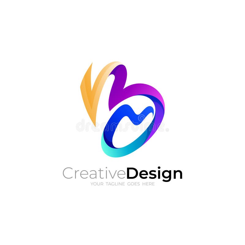 Abstract Letter B Logo Design , 3d Colorful , B and M Logos Stock ...