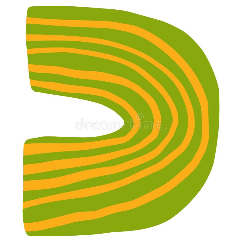 Abstract Letter C Shape with Green and Yellow Stripes Stock Vector ...