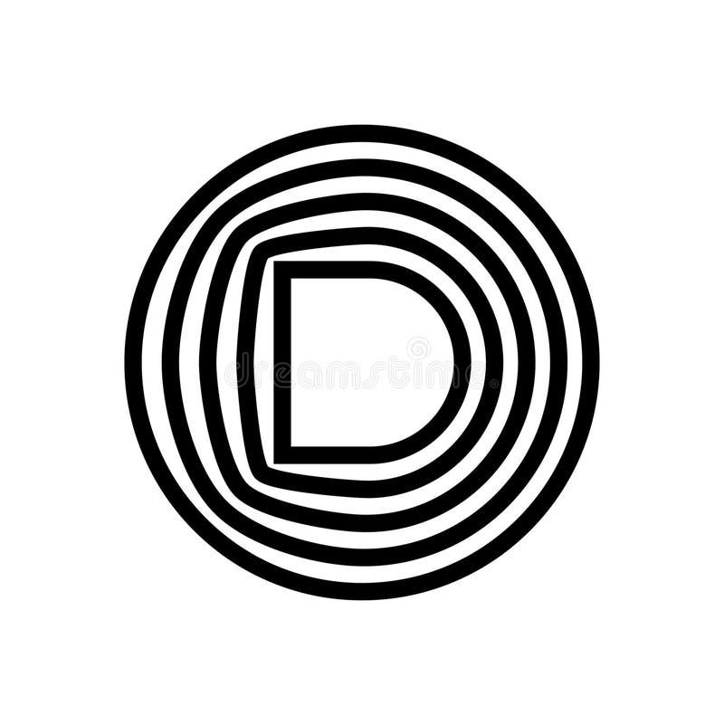 Abstract Letter D Logo in Line Art Style, Vector Illustration Stock ...