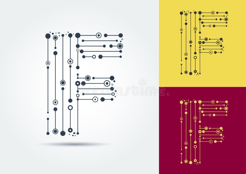 Abstract Letter F. Vector Isolated Object on White and Dark Back Stock ...