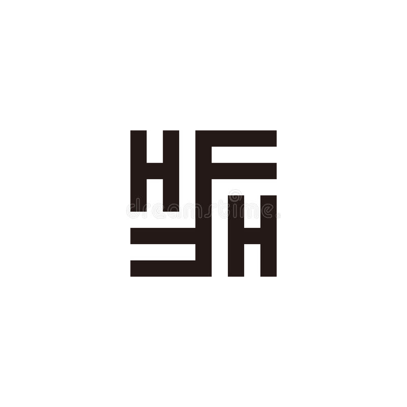 Abstract Letter Hf Circle Geometric Line Square Logo Vector Stock ...