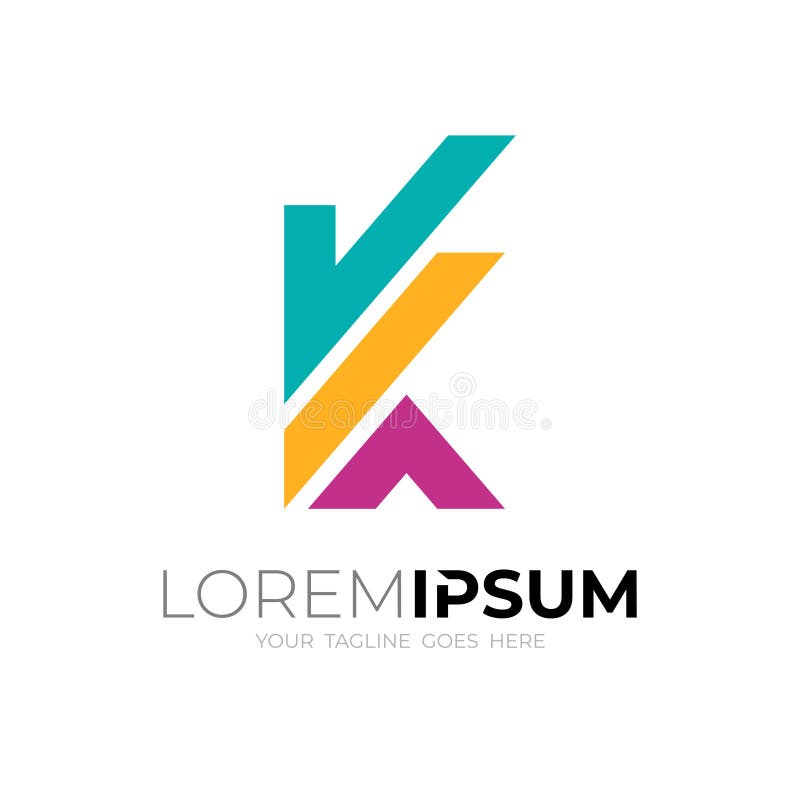 Abstract Letter K Logo with Simple Style Icon, Colorful Stock Vector ...