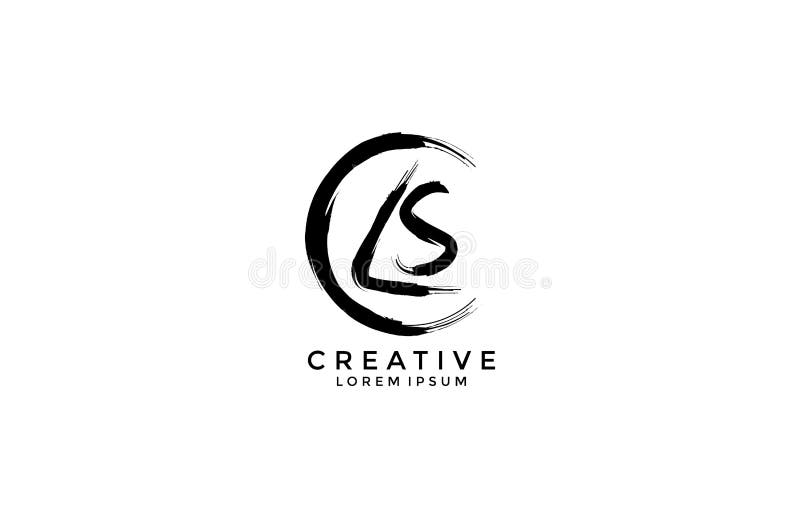 Abstract Letter LS Art Brush Stroke Logo Stock Illustration ...