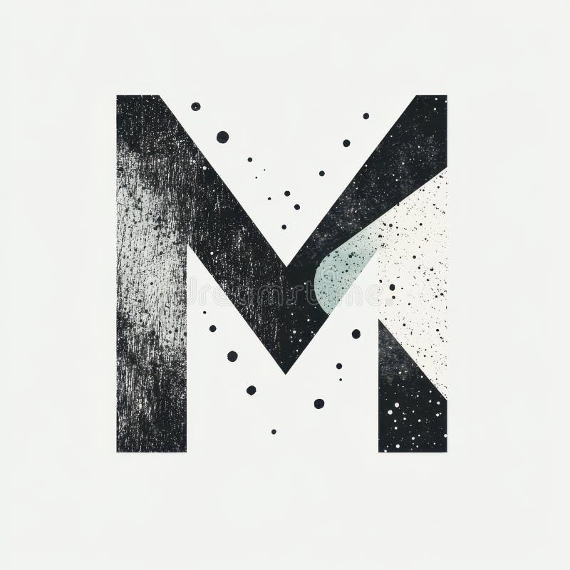 Abstract Letter M with Textured Black and White Design Stock ...