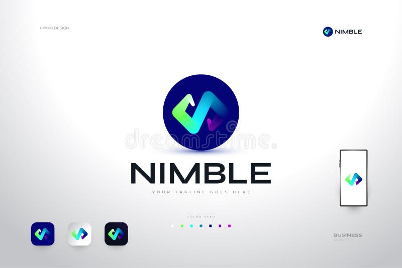 Abstract Letter N Logo Design with Colorful Blend Effect Stock Vector ...