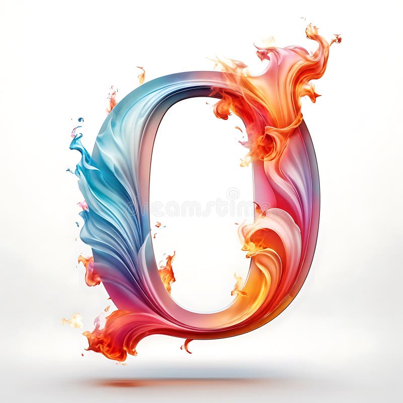 Abstract Letter O with Fire and Water Elements Stock Illustration ...
