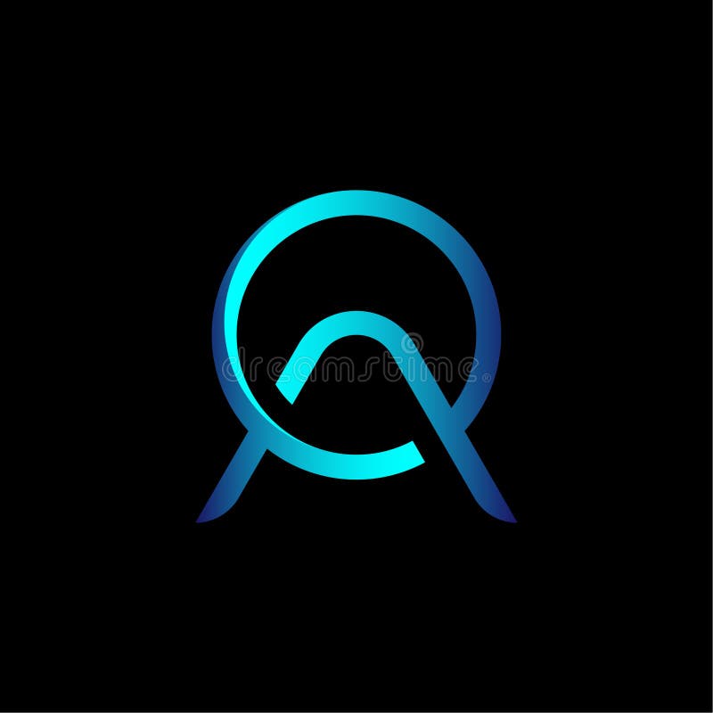 ABSTRACT LETTER OAQ MONOGRAM LOGO Blue Gradient Color Stock ...