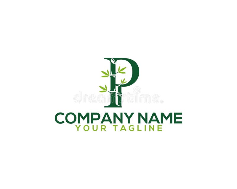 Abstract Letter P Bamboo Tree Logo Design. Stock Vector - Illustration ...