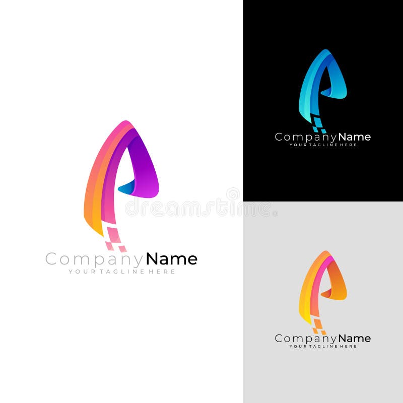 Abstract Letter P Logo with Pixel Design Technology, Colorful Stock ...