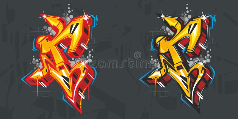 Abstract Letter R Graffiti Lettering with a Dark Grey Background Stock ...