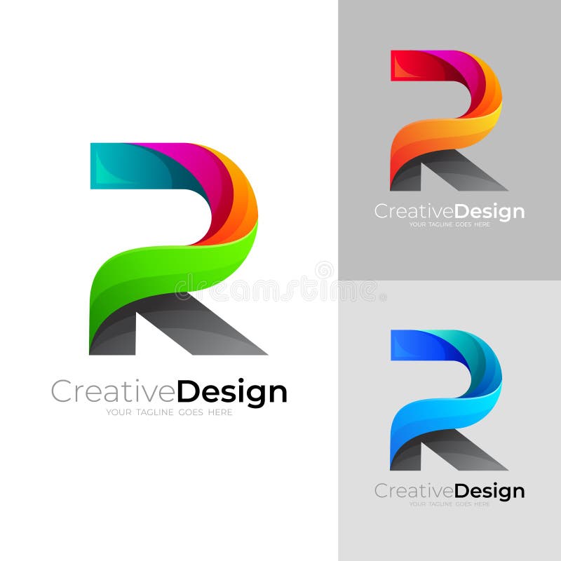 Abstract Letter R Logo with Colorful Design Template Stock Illustration ...