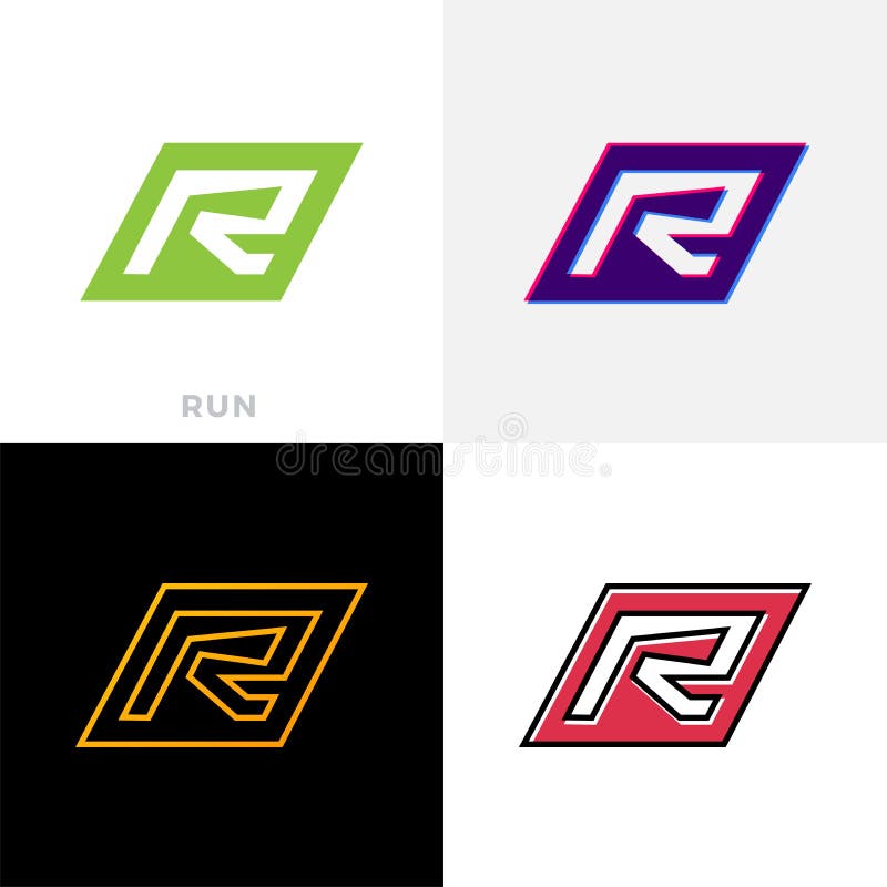 Abstract Letter R Run Logo Design Template. Dynamic Vector Unusual Font ...