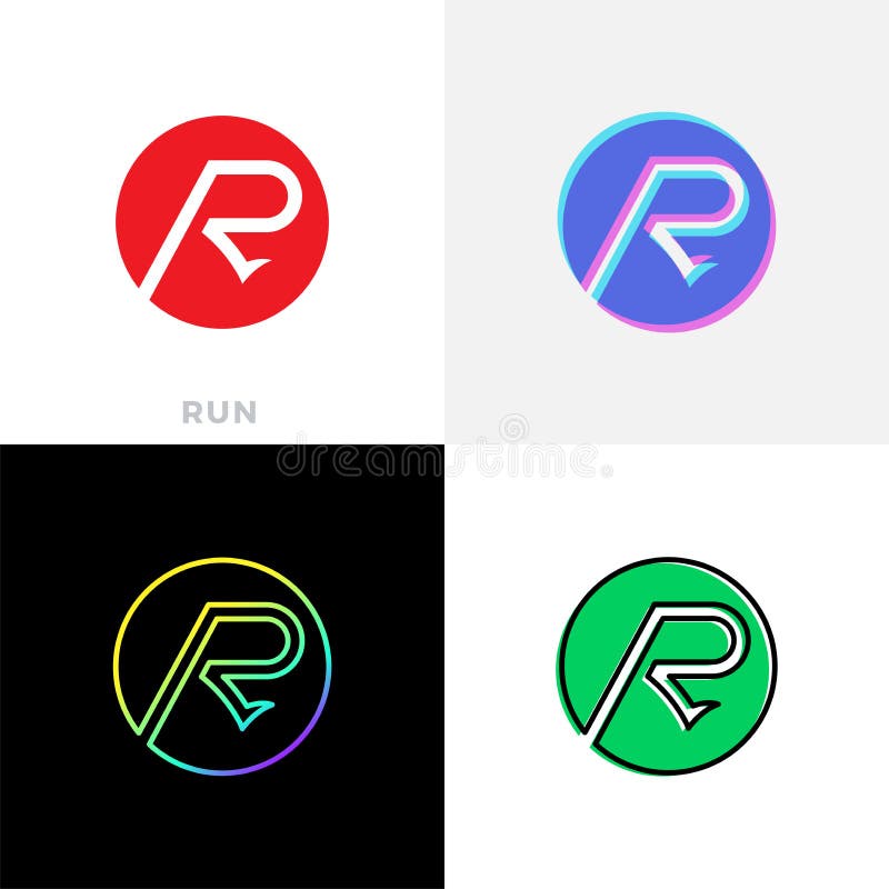 Abstract Letter R Run Logo Design Template. Dynamic Vector Unusual Font ...