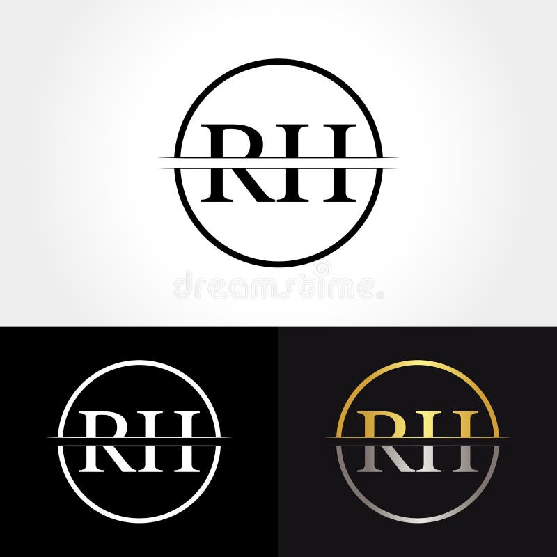 Abstract Letter RH Logo Design Vector Template. Creative Gold and ...