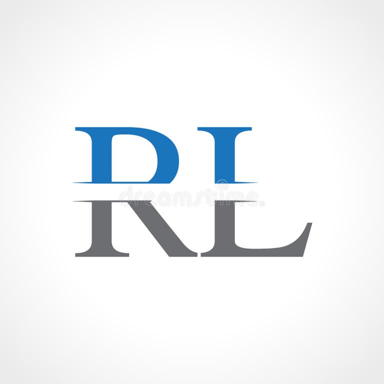 Abstract Letter RL Logo Design Vector Template. Creative Blue and Grey ...