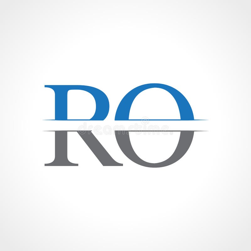 Abstract Letter RO Logo Design Vector Template. Creative Blue and Grey ...