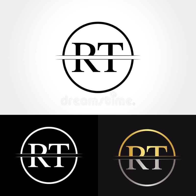 Abstract Letter RT Logo Design Vector Template. Creative Gold and ...