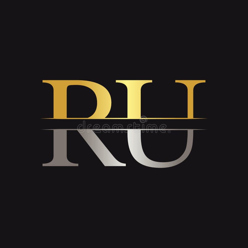 Abstract Letter RU Logo Design Vector Template. Creative Gold and ...