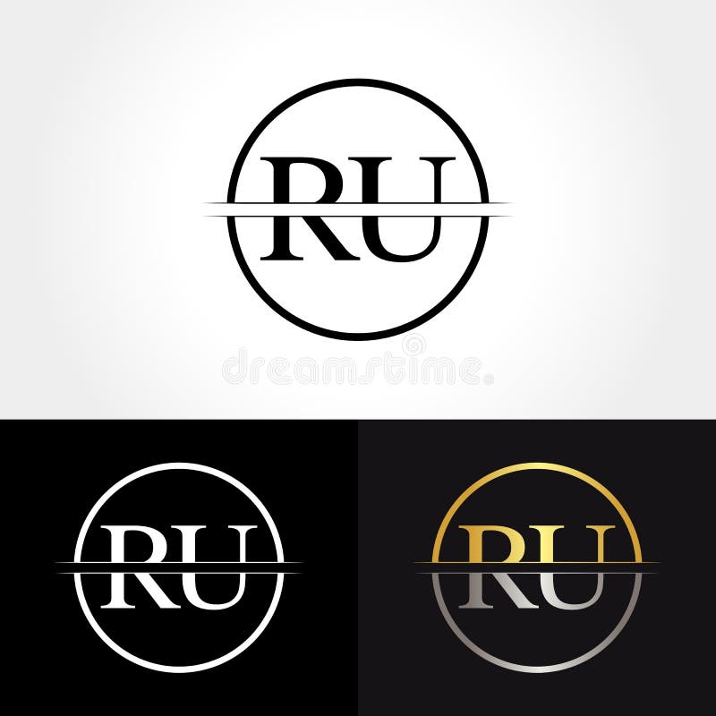 Abstract Letter RU Logo Design Vector Template. Creative Gold and ...