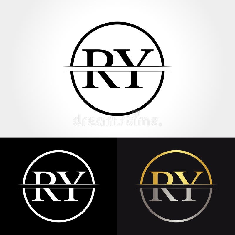 Abstract Letter RY Logo Design Vector Template. Creative Gold and ...