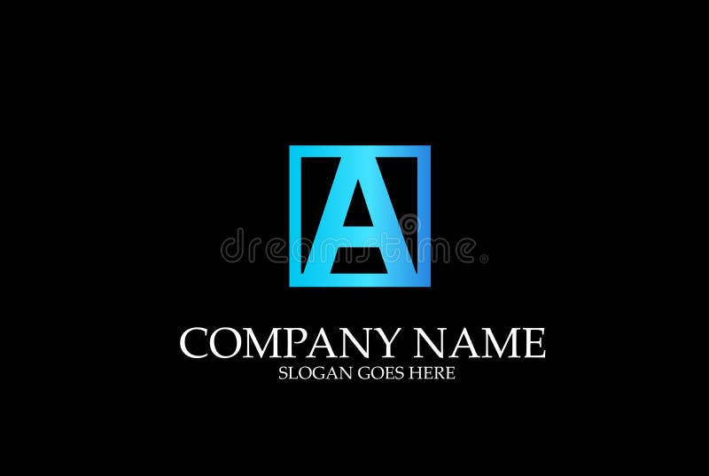 Abstract Letter a Square Blue Vector Logotype Template. Stock Vector ...