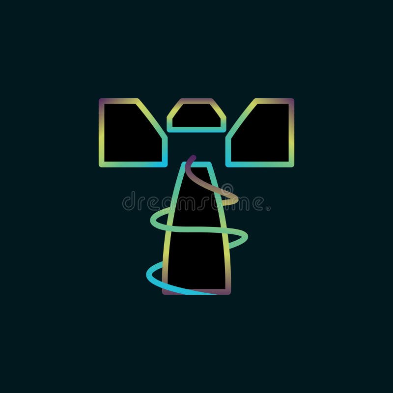 Abstract Letter T Styles Logo. Neon Gradient Logo Design Stock Vector ...
