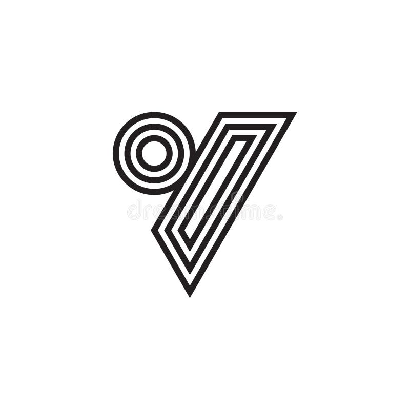 Abstract Letter V Circle Triangle Stripes Lines Logo Vector Stock ...