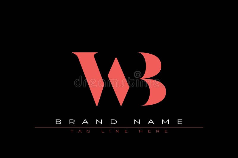 Abstract Letter WB Minimal Logo Design Template Stock Illustration ...