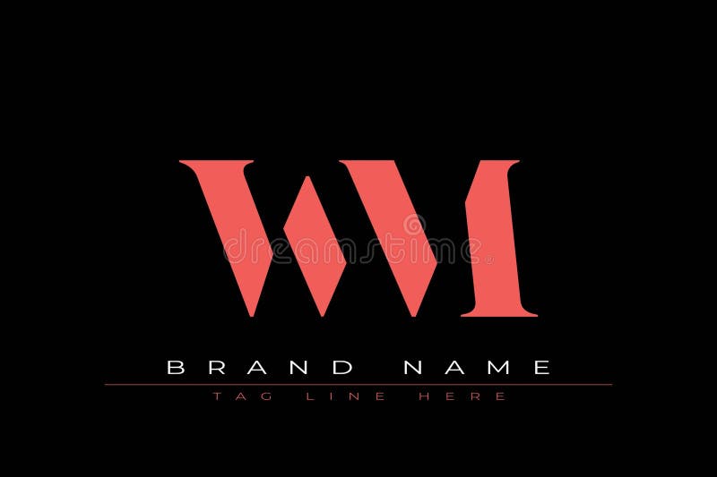 Abstract Letter WM Minimal Logo Design Template Stock Illustration ...