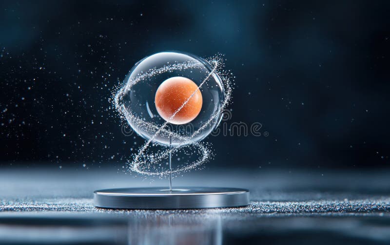 Abstract Levitation of Orange Sphere in Translucent Shell Stock ...