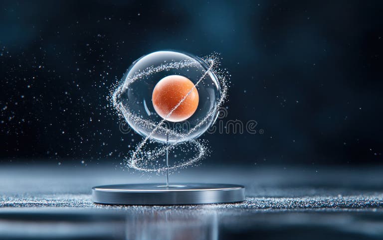 Abstract Levitation of Orange Sphere in Translucent Shell Stock ...