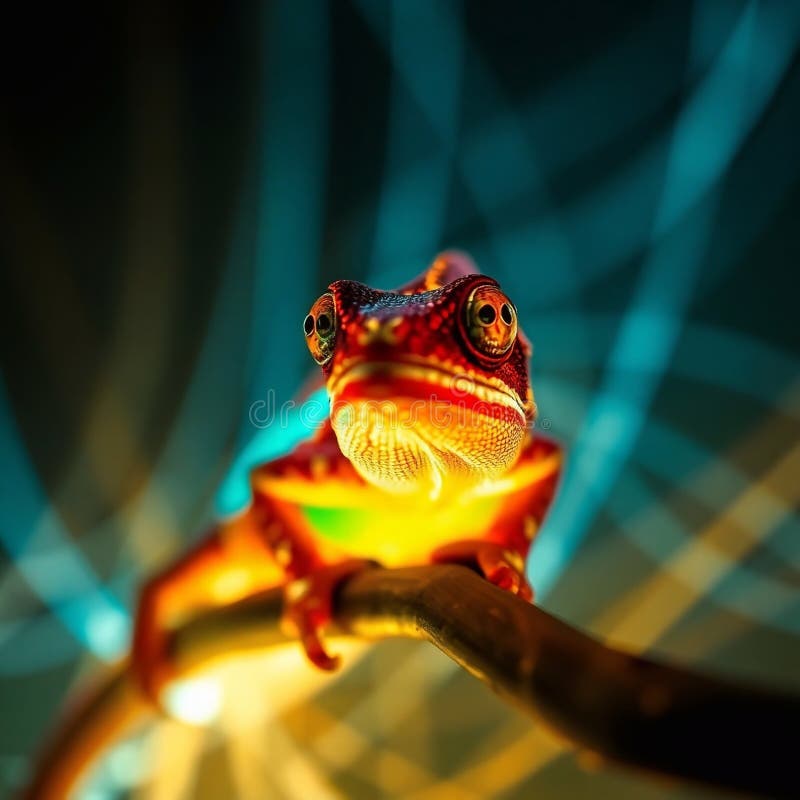 An Abstract Light Art Piece Featuring a Chameleon Stock Illustration ...