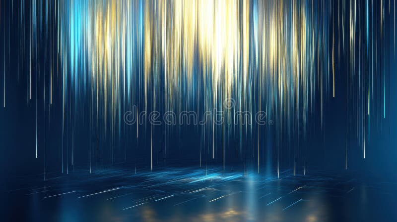 Abstract Light Beams in a Dark Blue Space Reflecting on Glossy Surface ...