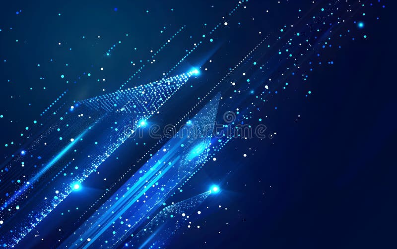 Abstract Light Beams and Digital Data Particles on a Dark Blue ...