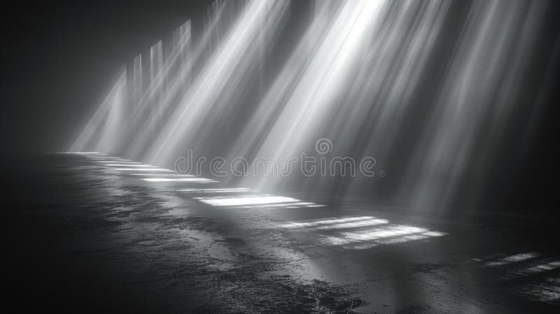 Abstract Light Beams through Slits in Dark Room Stock Image - Image of ...