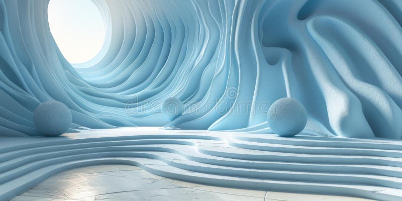 Abstract Light Blue Architectural Interior Design Generated Using AI ...