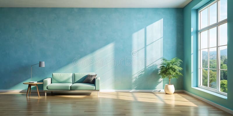 Abstract Light Blue Background for Minimalist Living Room Shadow and ...