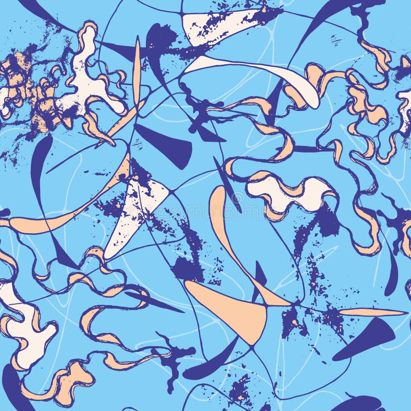 Abstract Light Blue Background, Seamless Pattern with Chaotic Blots and ...