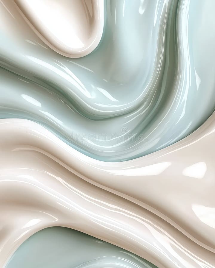 Abstract Light Blue and Beige Glossy Waves Background. Stock ...