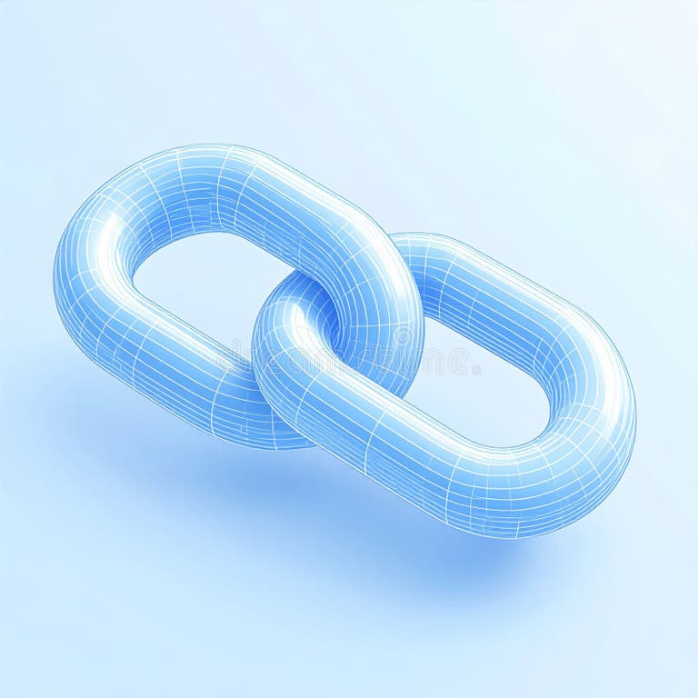 Abstract Light Blue 3D Render of Interlinked Chain Links Stock ...