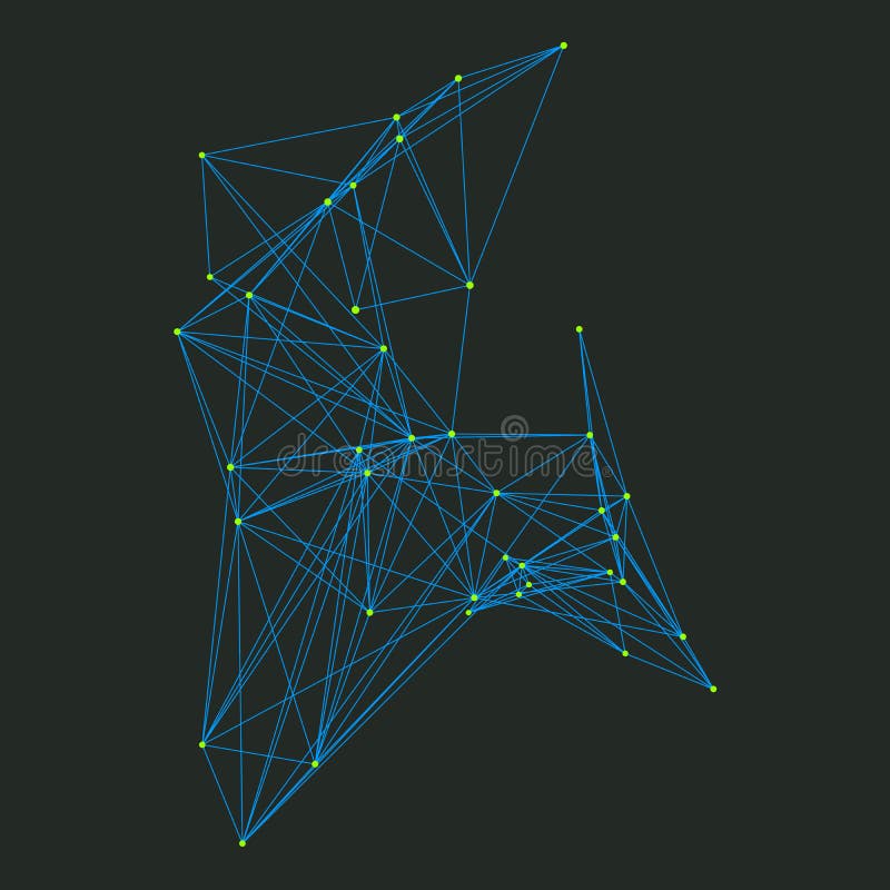 Abstract Light Blue Fantasy Node Dark Polygonal Space with Dots and ...