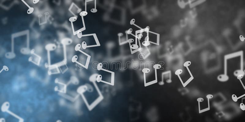 Abstract Light Blue and Grey Background with Flying Music Notes Stock ...