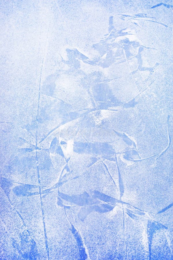 Abstract Light Blue Ice Surface with Prints Sprinkled with Snow ...
