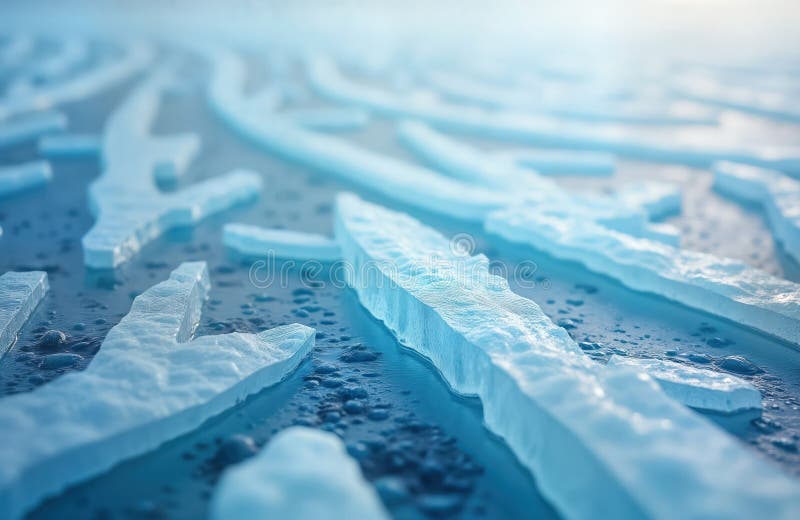 Abstract Light Blue Ice Texture with Delicate Ripples, Cracks. Frozen ...