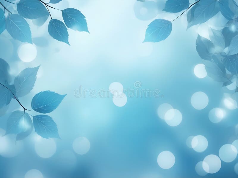 Abstract Light Blue Leaf Background Blurred Leaves and Bokeh Stock Illustration - Illustration ...