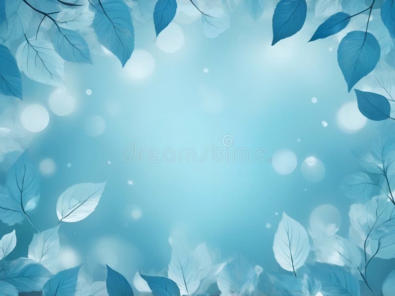Abstract Light Blue Leaf Background. Blurred Leaves and Circular Bokeh Stock Illustration ...