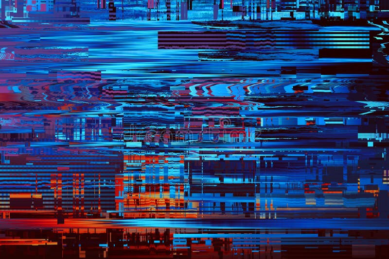 Abstract Light Blue and Orange Glitch Error Video Damage Noise ...