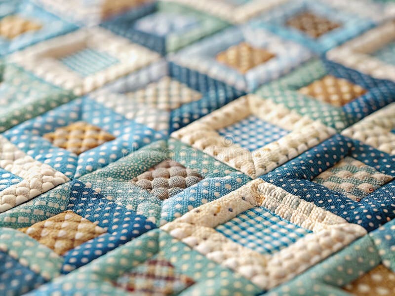 Abstract Light Blue Patchwork Quilt Background Featuring Geometric ...